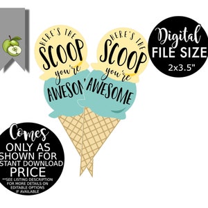 Here's the Scoop You're Awesome Gift Tag Ice Cream - Etsy