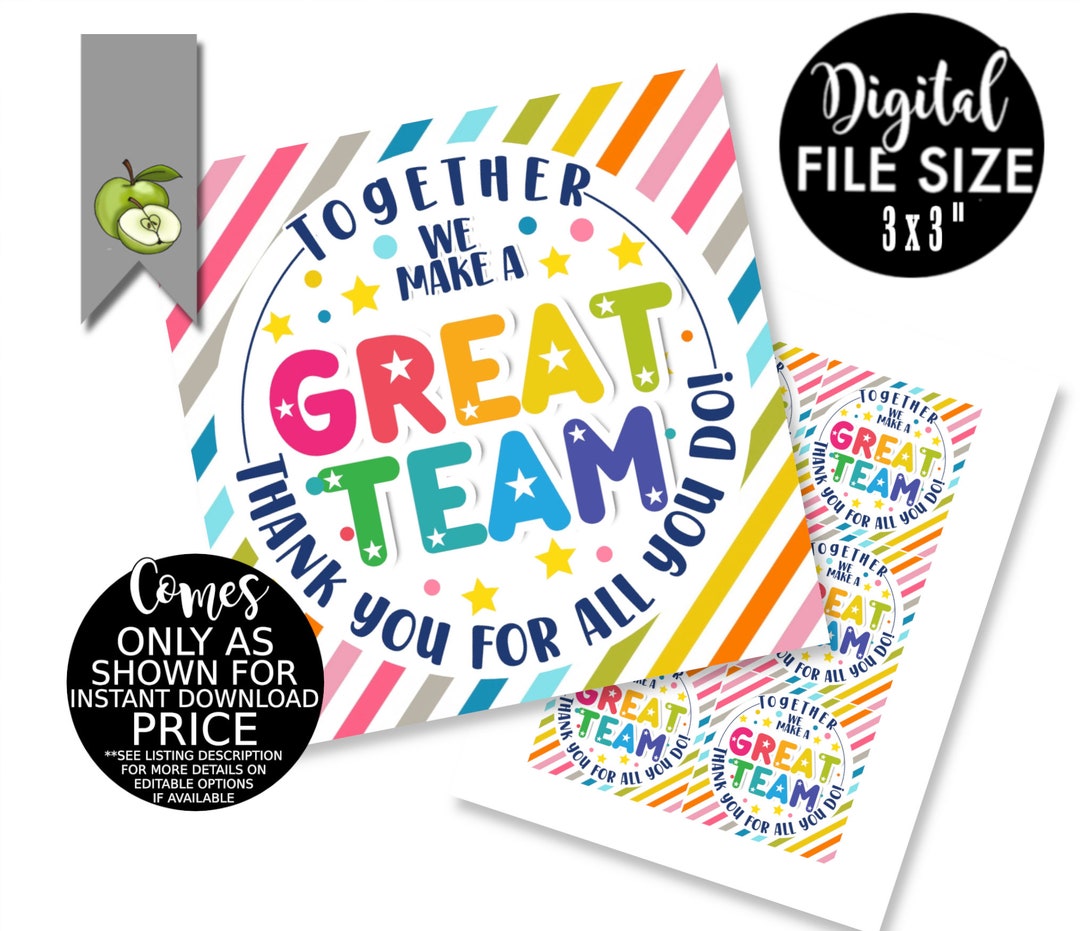 Celebrate Teamwork, Employee Appreciation Tags, Great Team, Thank You ...