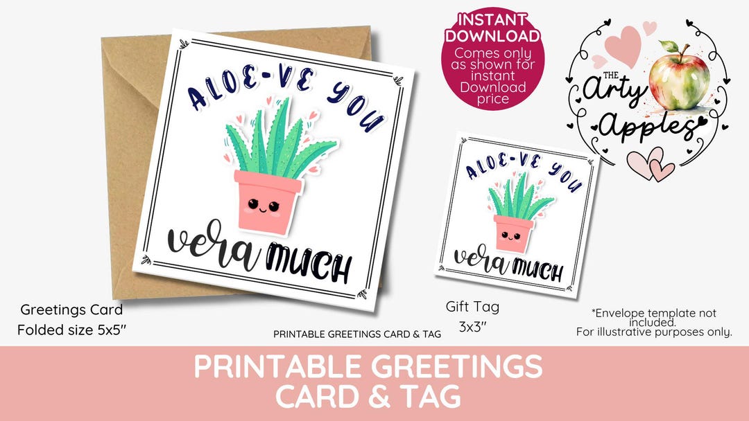 Plant, Aloe-ve You Vera Much, Thank You Gift Tag, Printable, INSTANT ...