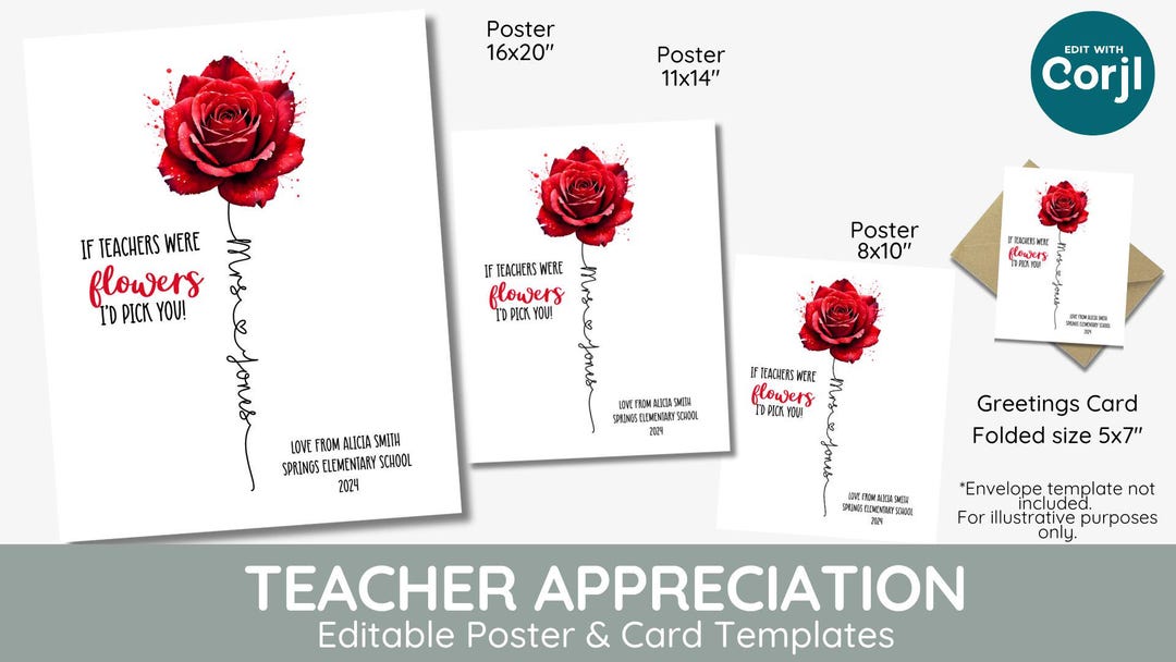 Editable Personalised Teacher Appreciation Gift, End of School Year ...