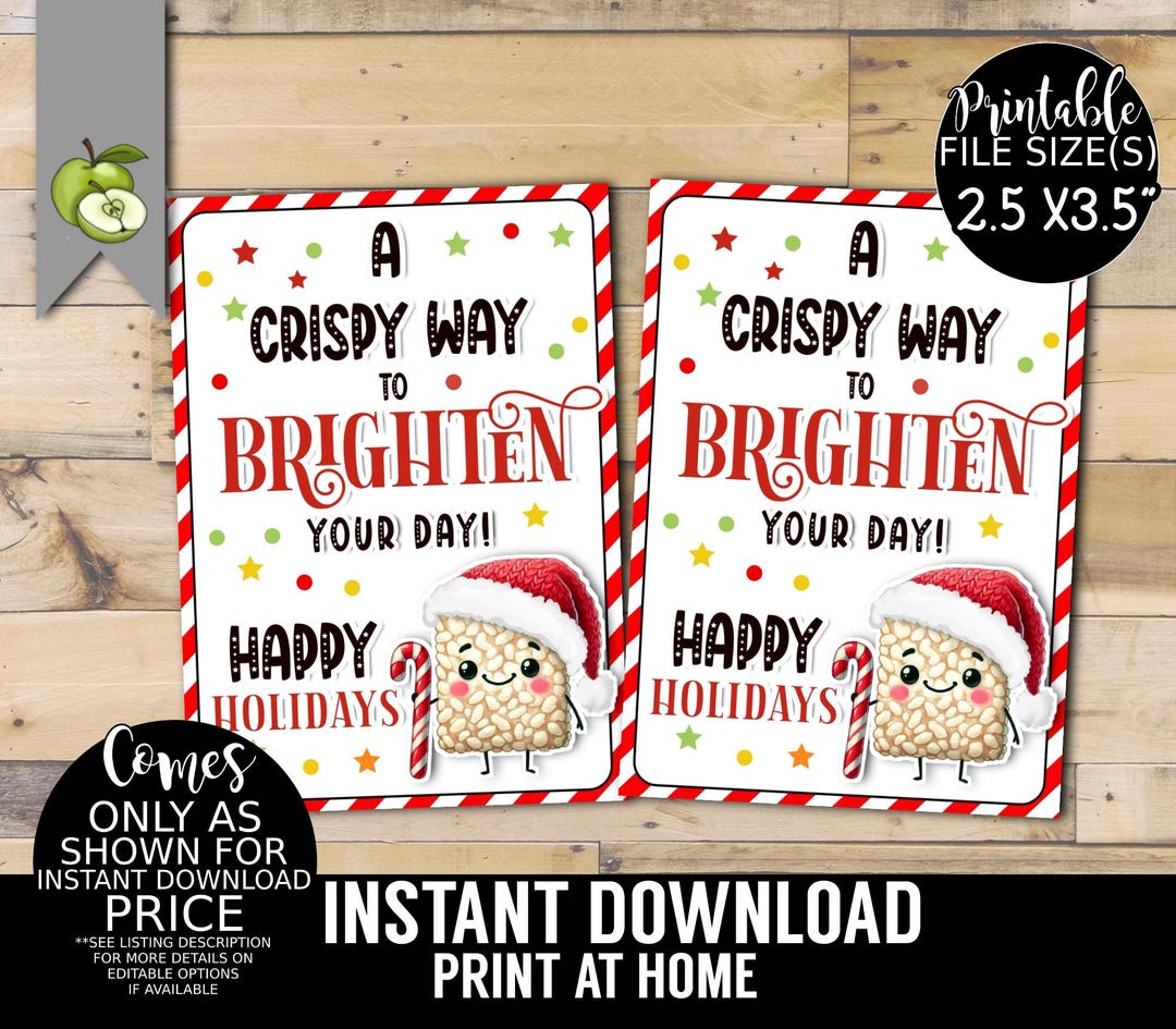 Rice Crispy Treat Christmas Gift Tags | Cute Bake Themed Printable Tags ...