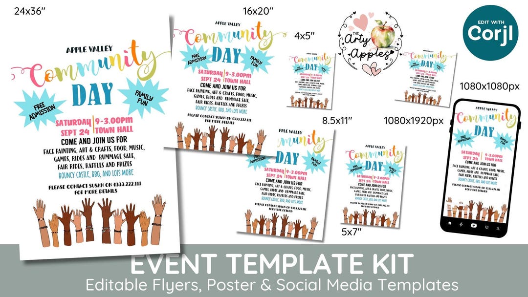 Editable Community Day Flyer Template, Digital Download Block Party ...