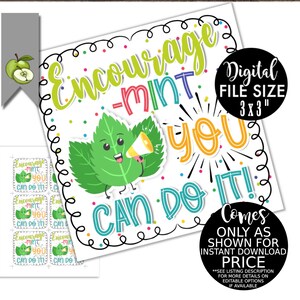 Encourage-mint You Can Do It! Gift Tag, Test, Exams, Test Promotion ...