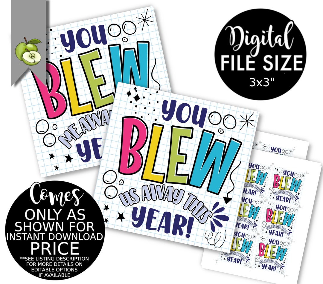 Blew Me Away, Summer Bubbles Gift Tag, Teacher Graduation Gift Tags ...