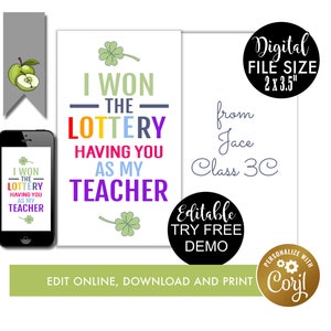 Editable won the lottery school gift tags I won the lottery | Etsy
