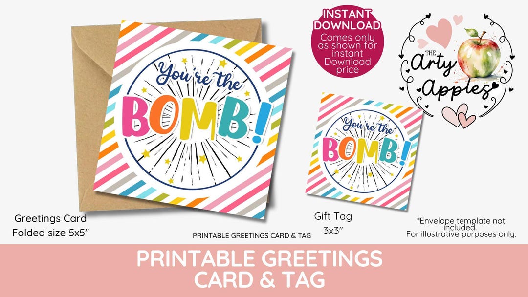 You're the Bomb, Bath Bomb Printable Gift Tag, Teacher Appreciation ...