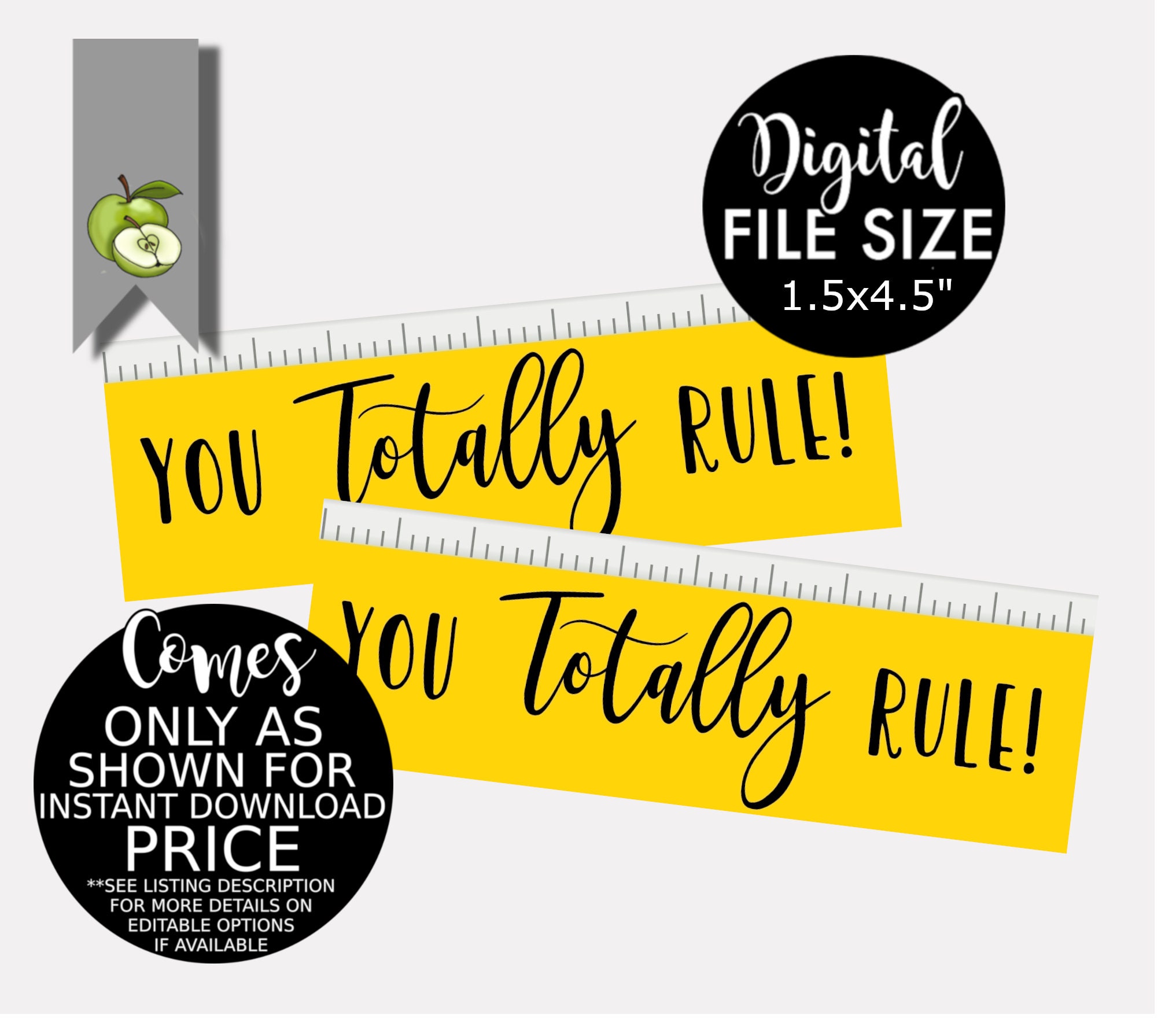 You totally rule teacher gift tag printable Teachers ruler | Etsy