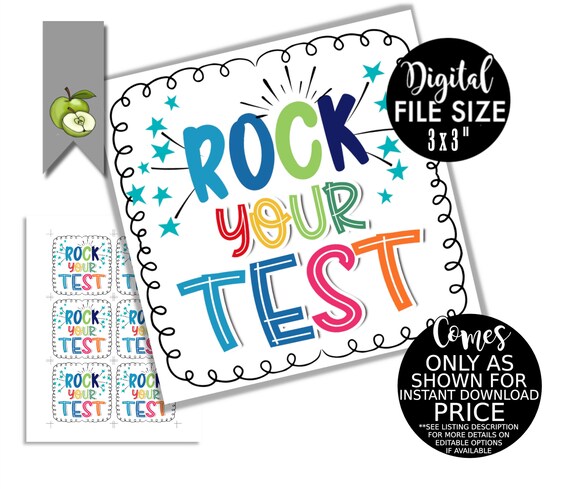 Rock Your Tests Gift Tag Printable Rock Gift Tag Exams | Etsy