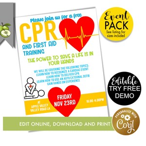 CPR Training Flyer/ Poster, First Aid Training, CPR Awareness Session ...