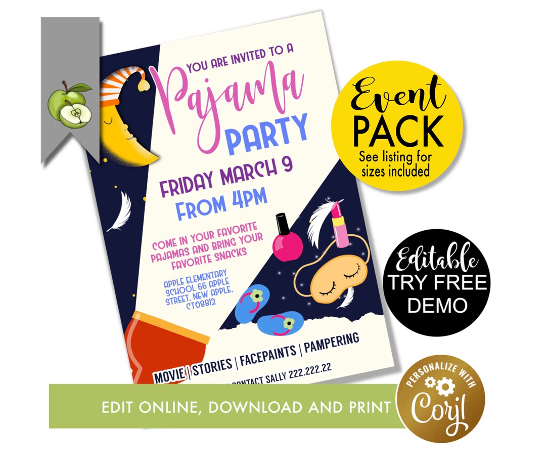 Customizable Pajama Party Fundraiser Flyer & Poster, Event Template ...