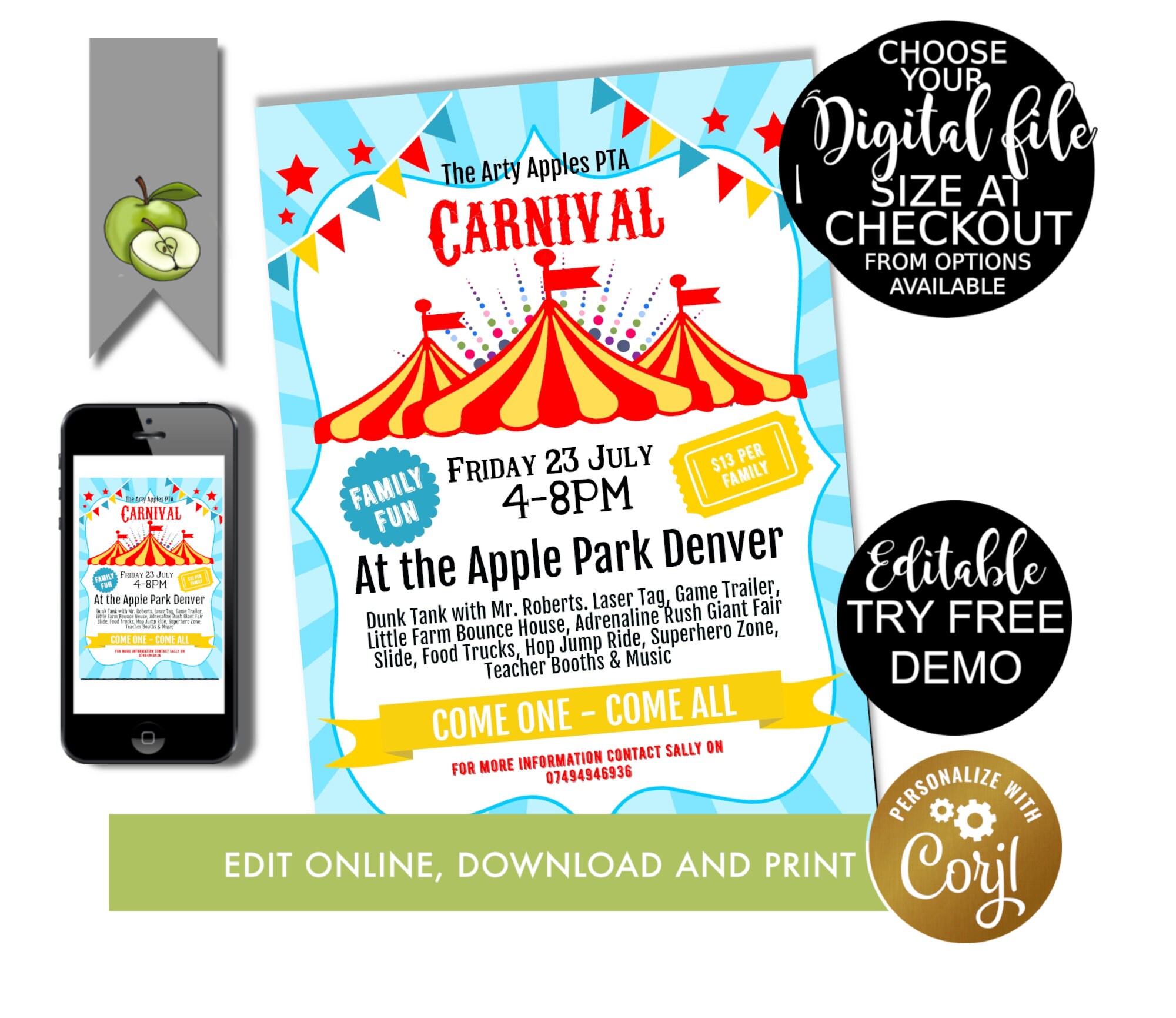 Editable Carnival Flyer Template School PTO PTA Circus Fair | Etsy UK