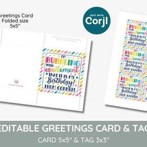 Editable Bubbling With Excitement Party Favor Printable Gift Tag ...