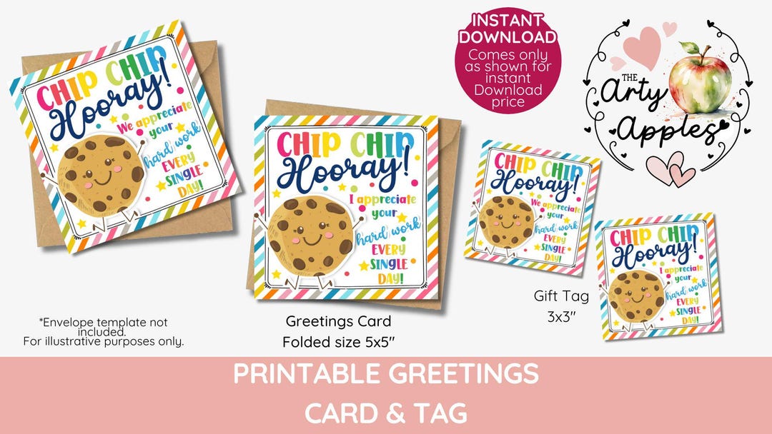 Chip Chip Hooray! Gift Tag & Card, Teacher Appreciation Week, Volunteer ...