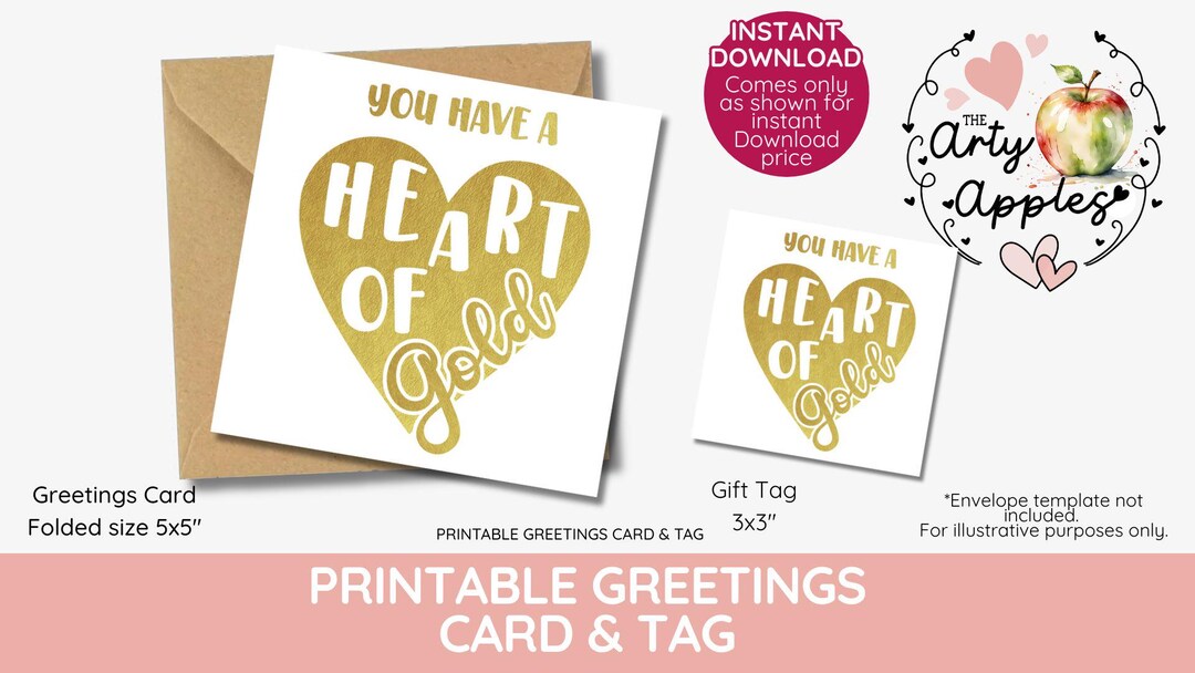 You Have a Heart of Gold Printable Gift Tag File, Volunteer, Gold ...