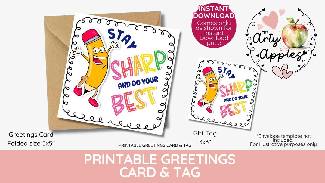 Pencil, Stay Sharp and Do Your Best! Teacher, Pens Gift Tag, Printable ...