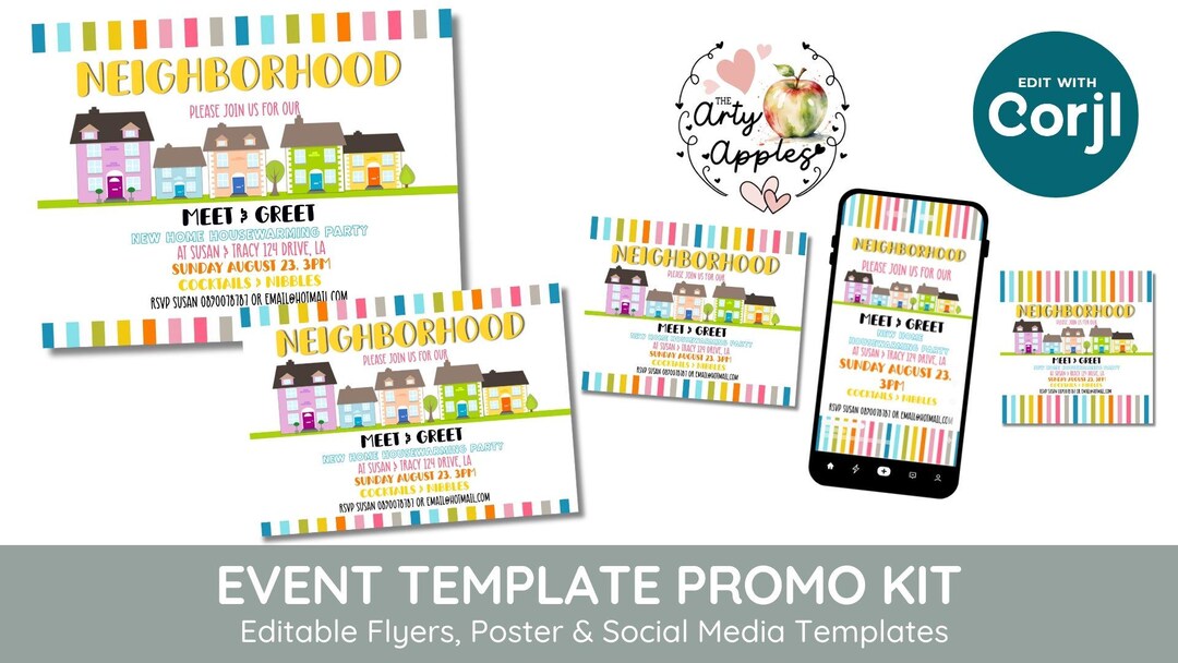 Editable Meet and Greet Flyer Template, New Neighbor Block Party Event ...