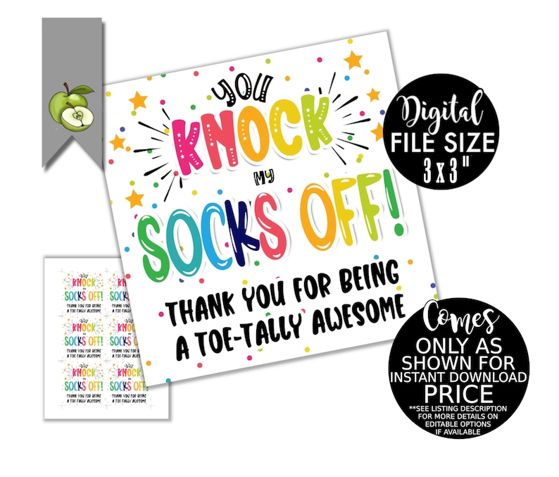 Sock Gift Tags Thank You for Being a Toe-tally Awesome Toe | Etsy