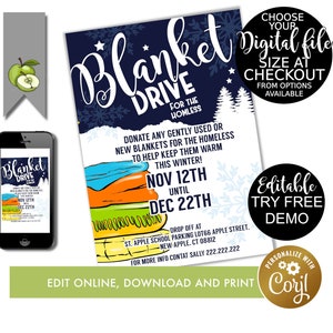 Editable Blanket Drive Poster Editable Blanket in Need | Etsy UK