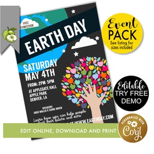 Editable Happy Earth Day World Day Poster Editable Earth Day - Etsy