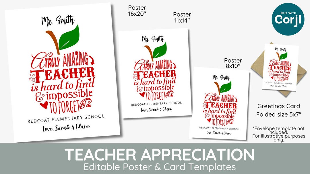 Editable Teacher Apple, Editable, Teacher Gift, Add Teacher Name, Add ...