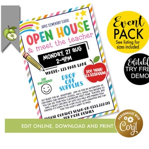 Editable Back to School Open House Poster Meet the Teacher - Etsy