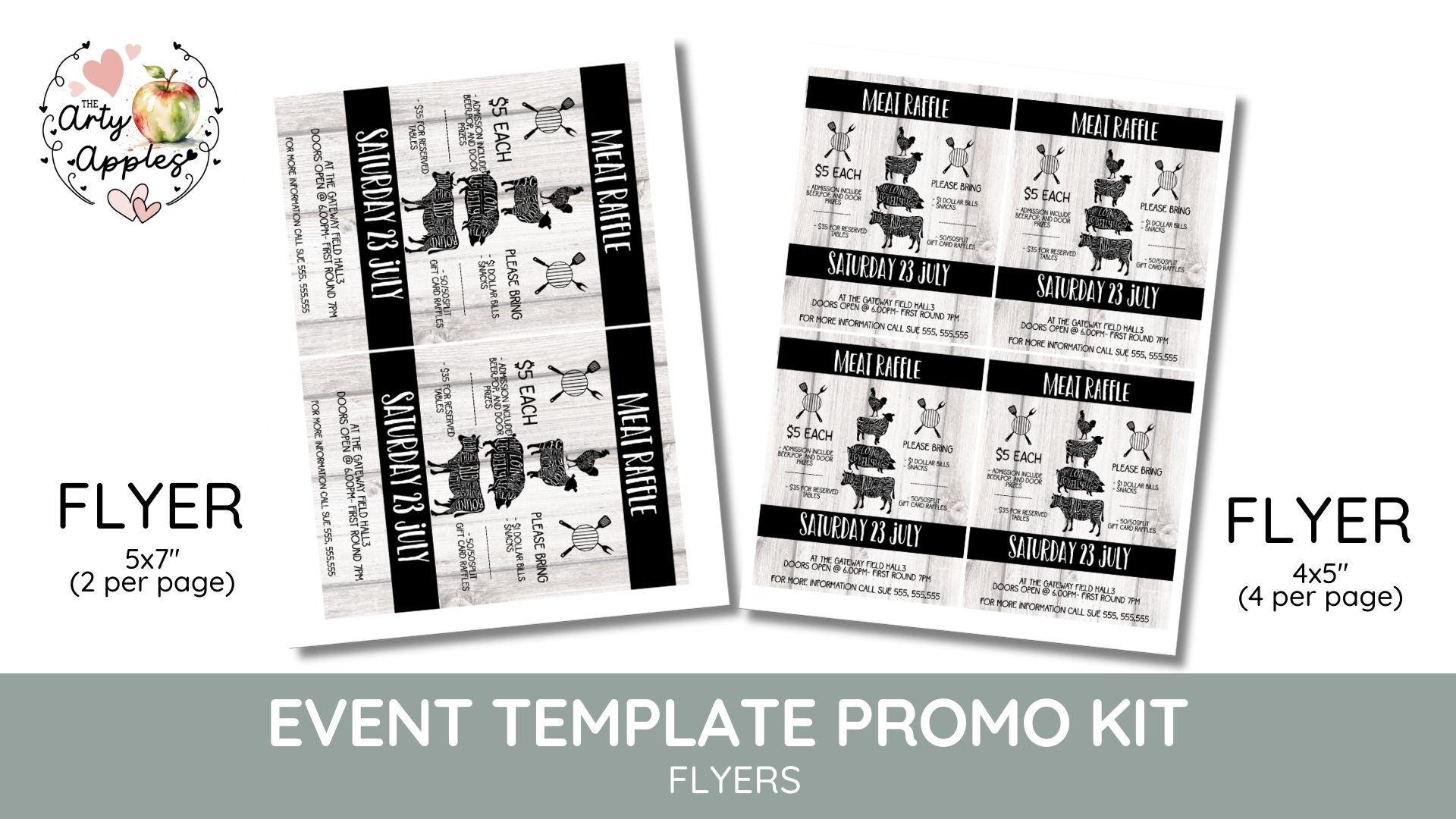 Editable Raffle Fundraiser Flyer, Meat Event Flyer, Butcher Raffle ...