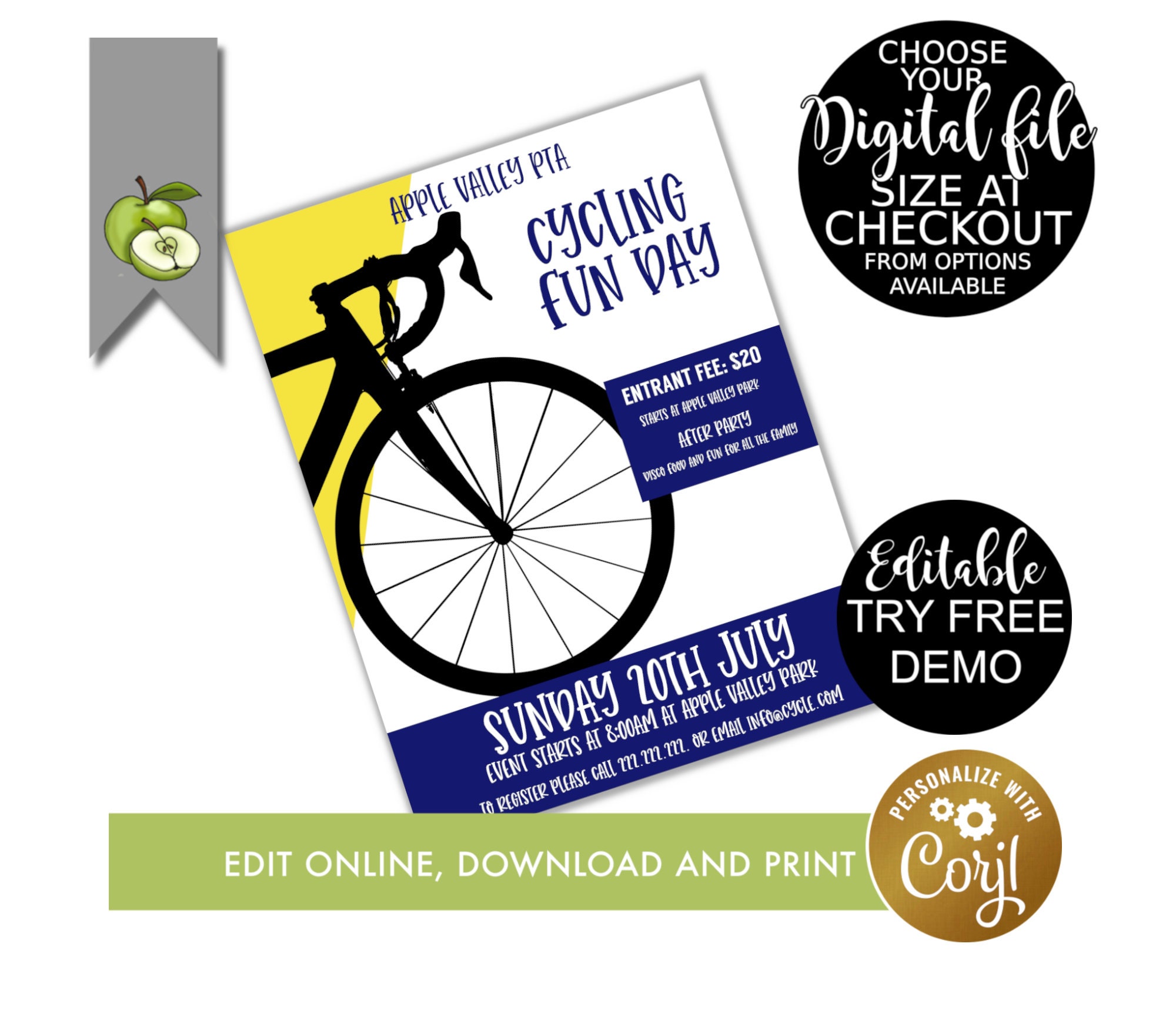 CYCLING fundraiser poster Editable Fundraiser bike race | Etsy