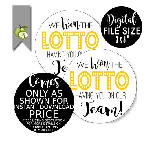 We Won the Lotto Having You on Our Team Team Gift Tags - Etsy