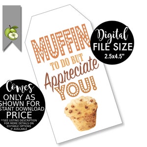 Muffin Tags Muffin Appreciation Tags. Appreciation Gift Tag - Etsy