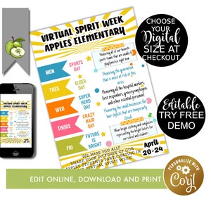 Virtual Spirit Week School Closure Schedule, Planner, Comic Superhero ...