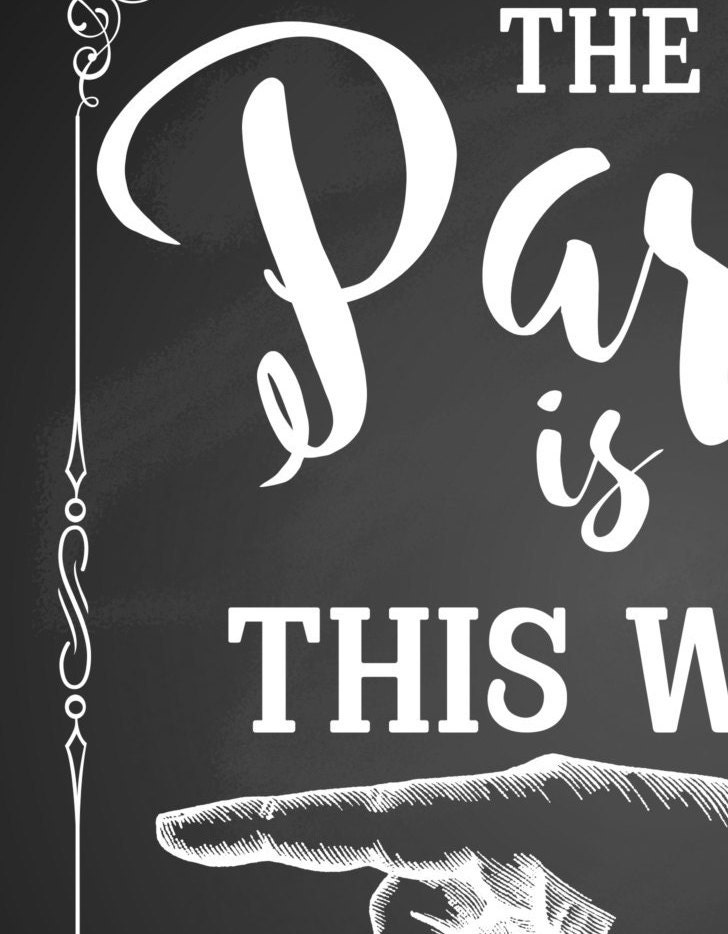 Party this way sign pointing finger in both directions party | Etsy