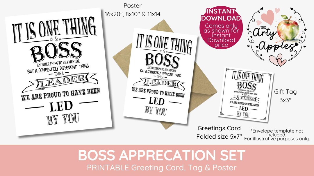 Digital Boss Thank You Gift, Best Boss Appreciation Card, Boss Week ...