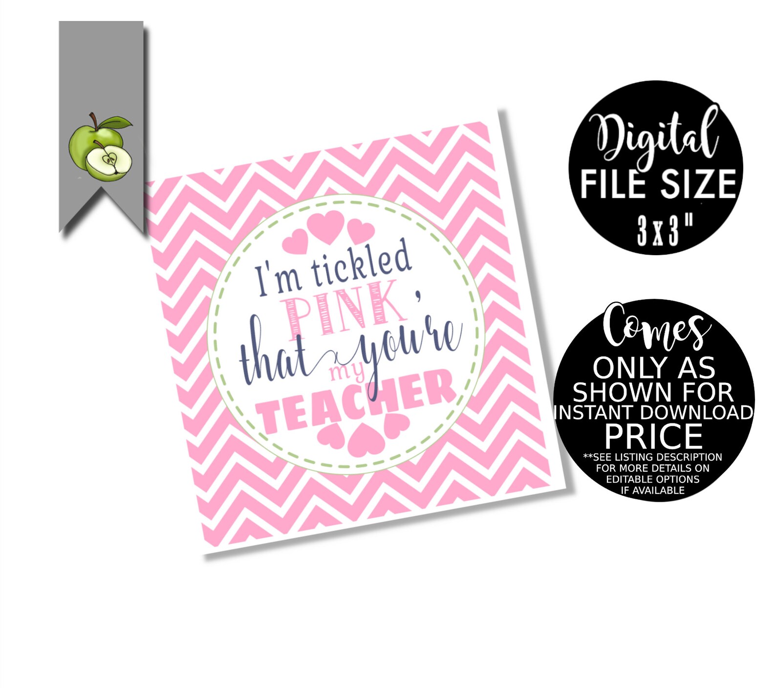 Tickled Pink Tags Teacher Gift Tags I'm Tickled Pink | Etsy