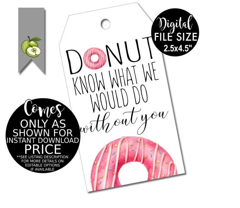 Donut Gift Tag Teacher Appreciation Gift Tag Sweetest Day - Etsy