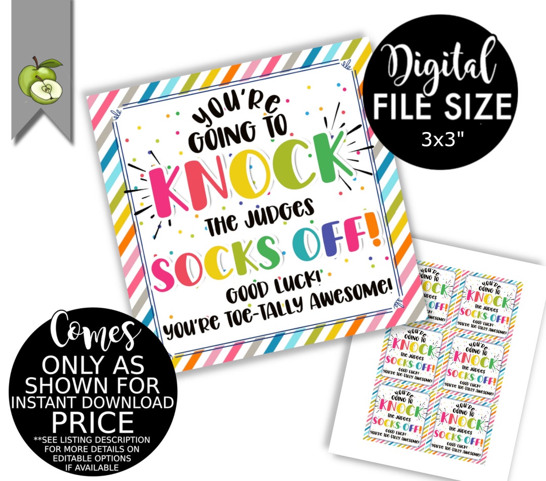 Dance Completion Team Sock Gift Tags, Knock the Judges Socks Off, You ...