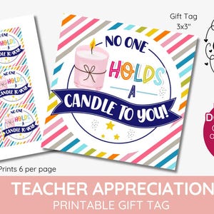 Teacher Appreciation Candle Gift Tag - Volunteer Thank You Note ...