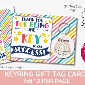 Editable Key to Our Success, Employee Gift Tags, Keyring Keychain Tag ...