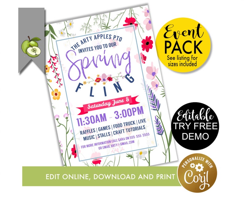 Spring Fling Flyer Template Spring Break Theme Poster Spring - Etsy