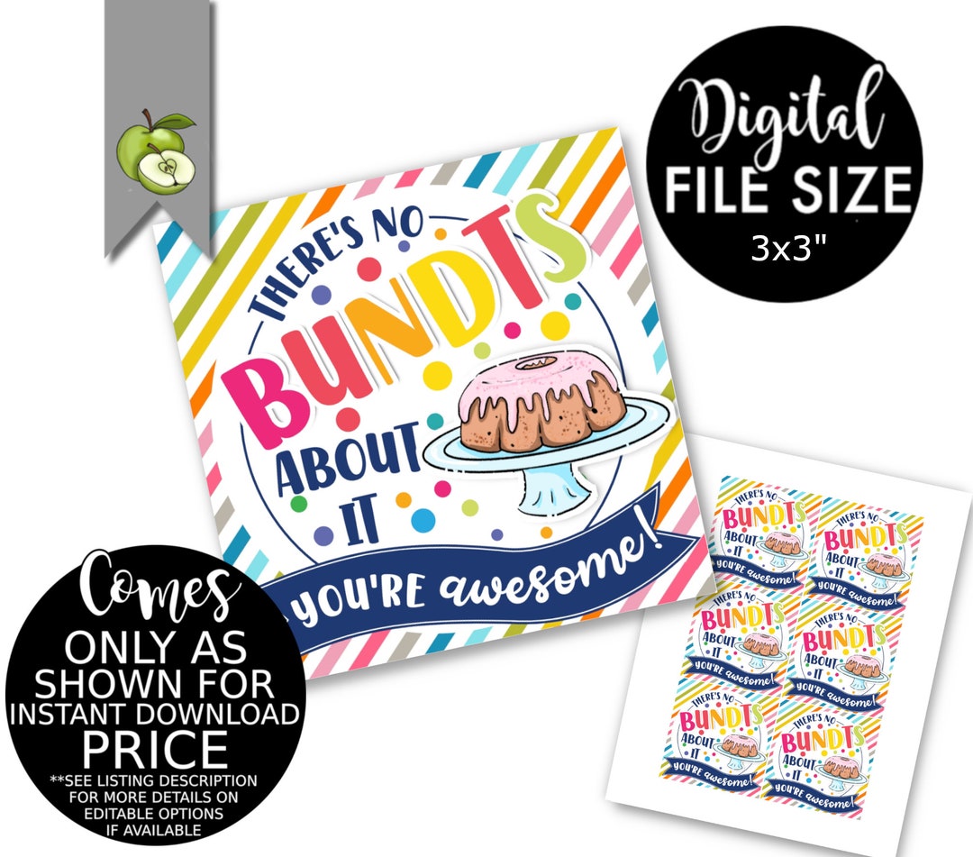 Bundts Gift Tag, Teacher, Staff Cake Appreciation Gift Tags, Volunteer ...