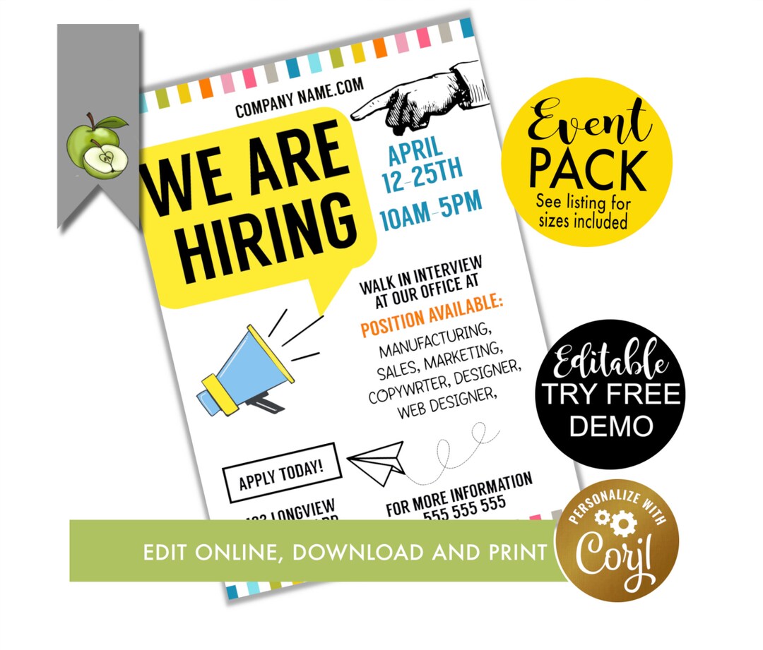 Editable We Are Hiring Staff Flyer, Helpers Required, Job Available ...