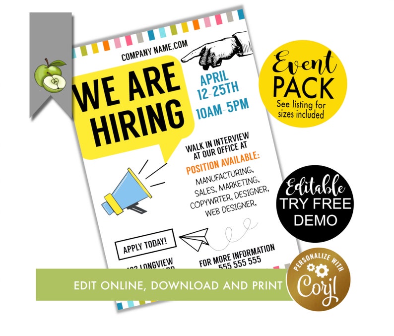 Editable We Are Hiring Staff Flyer Helpers Required Job - Etsy