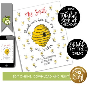 Teacher Appreciation Honey Bee Class Gift, Preschool Kids Craft ...