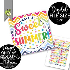 Have a Sweet Summer Teacher Printable Gift Tag, Sweet Treat Homemade ...