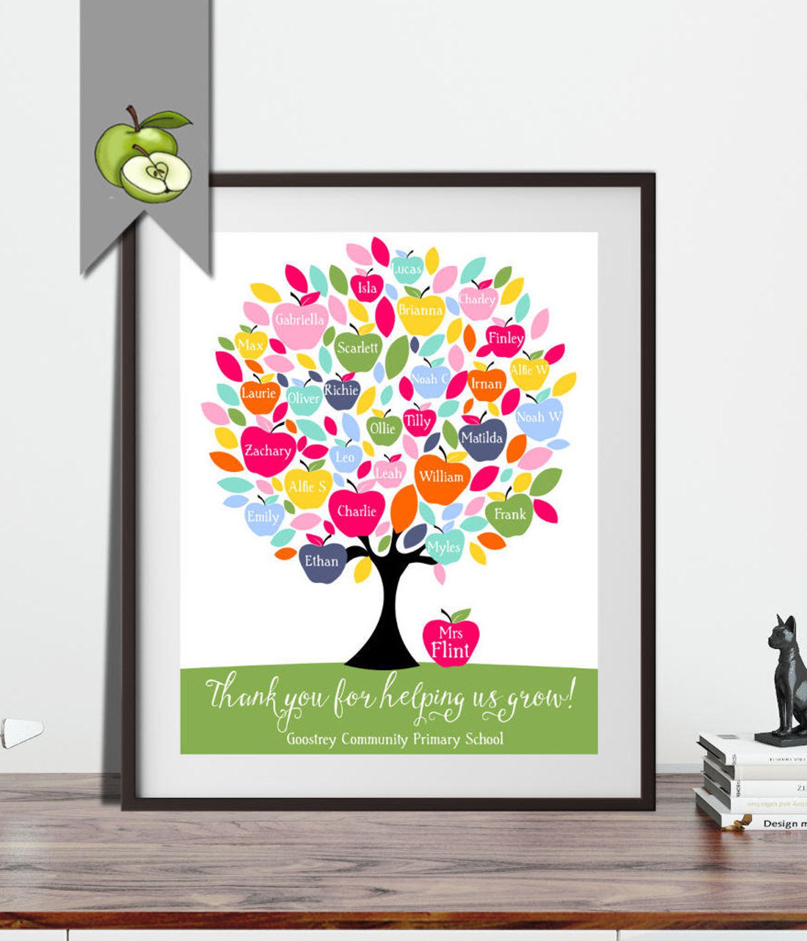 Personalised Teacher Rainbow Tree Gift Teacher Apple Tree | Etsy