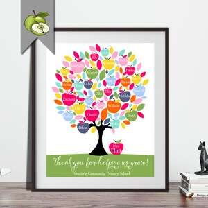 Personalised Teacher Rainbow Tree Gift, Teacher Apple, Tree Class Names ...
