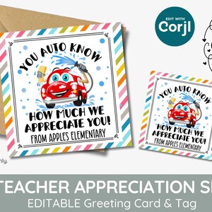 Editable Car Wash Gift Tag Printable, Car Wash Tags and Card, Idea for ...