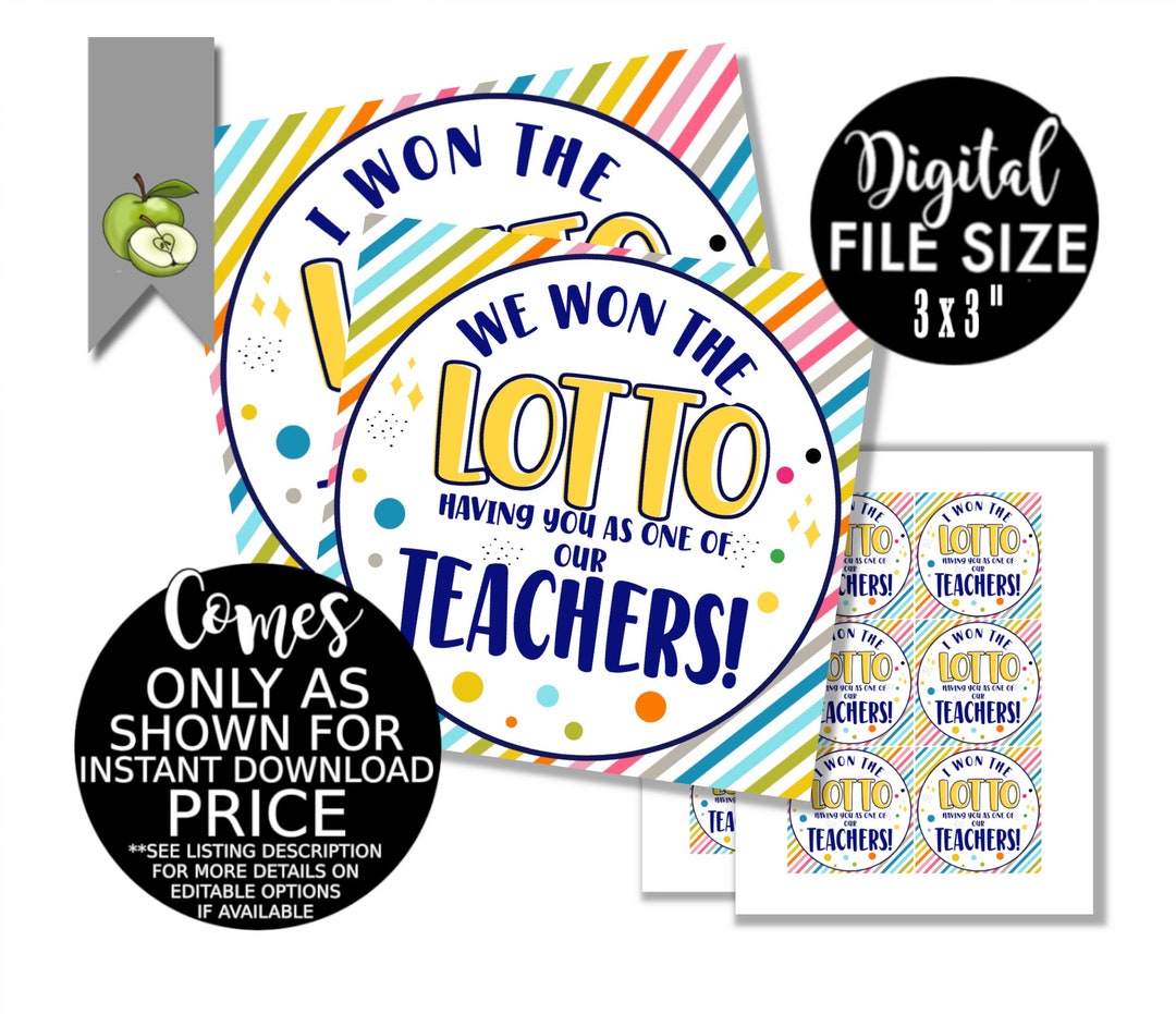 We Won the Lotto Having You as One of Our Teachers Teacher Gift Tags ...
