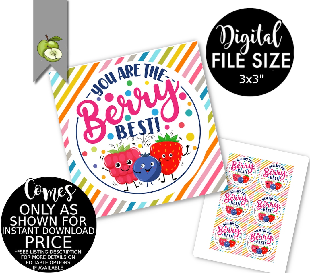 You Are the Berry Best Gift Tag Thank You Gift Strawberry - Etsy UK