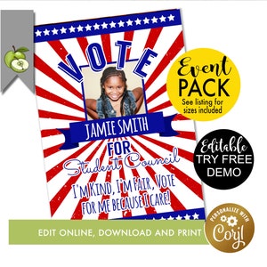 Editable Election Campaign Poster, Class Voting Flyer, Class President ...