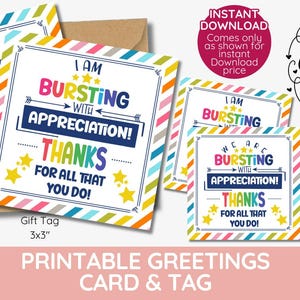Bursting With Excitement Gift Tag, Back to School Card, Welcome Back ...